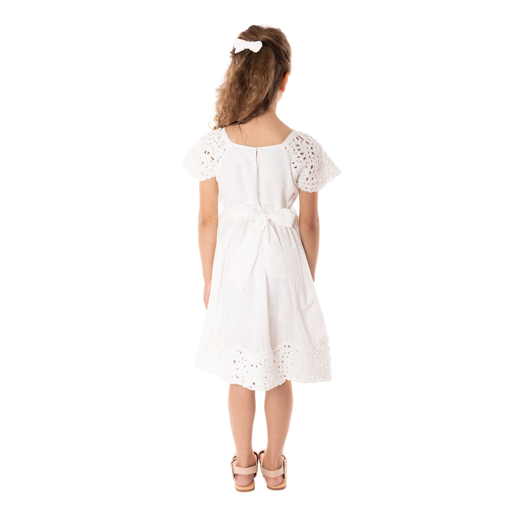 White Textured Dress | Girls Cotton Dress | Comfort Clothing | Ruhmee