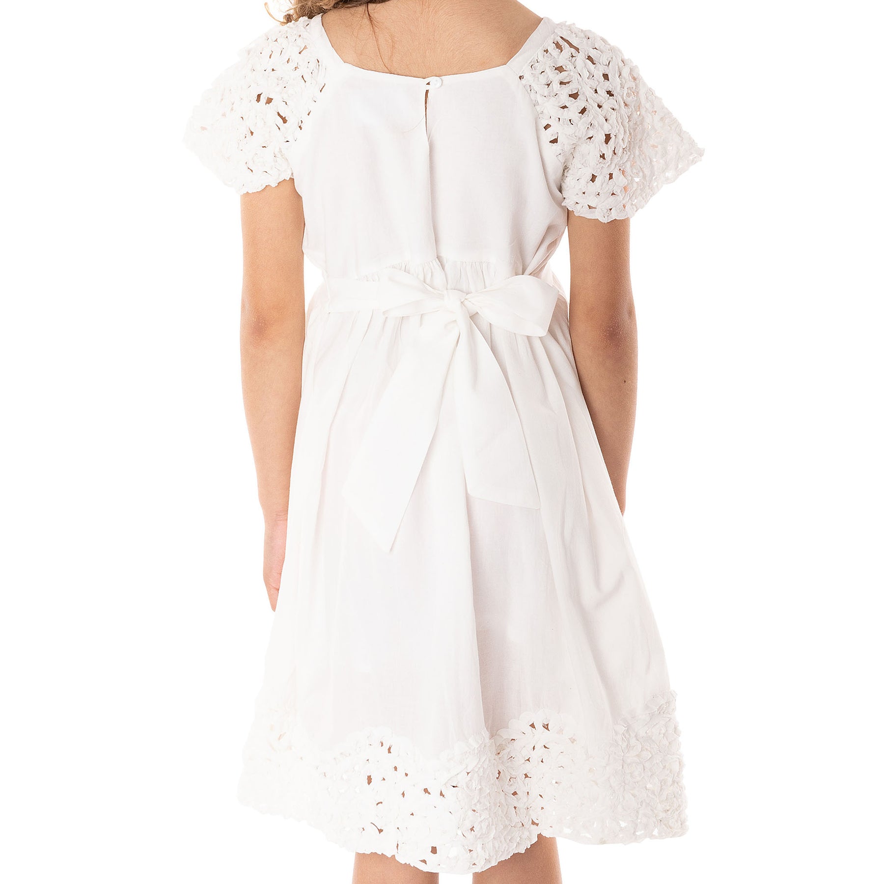 White Textured Dress | Girls Cotton Dress | Comfort Clothing | Ruhmee