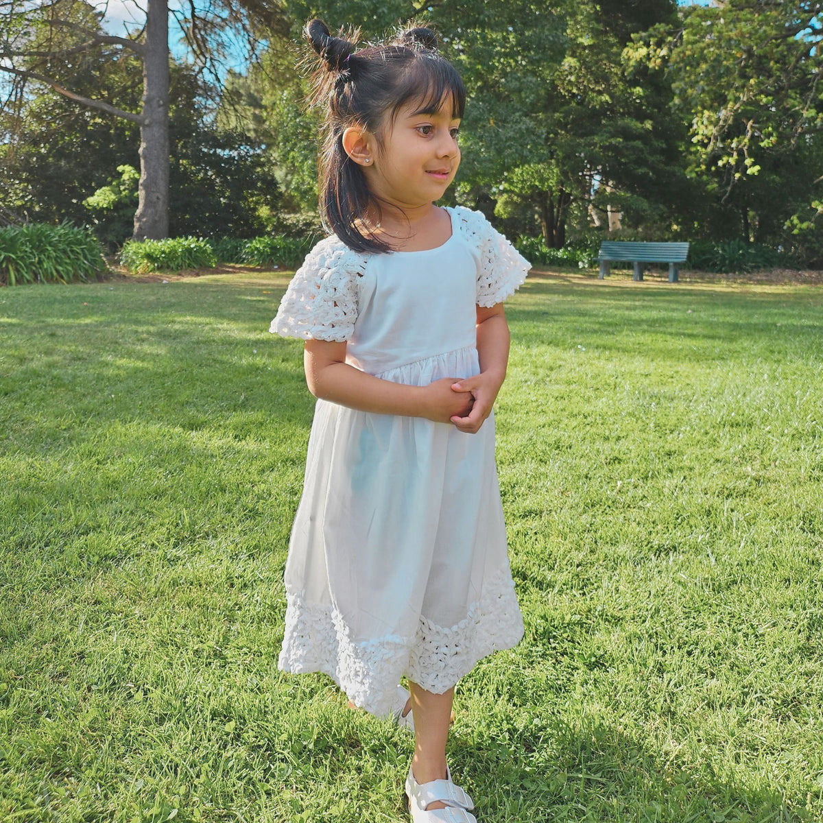 White Textured Dress | Girls Cotton Dress | Comfort Clothing | Ruhmee